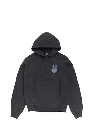 StÜssy 8 Ball Garment Dyed Hoodie - Faded Black