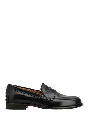 TOD'S Metal Dots Leather Loafers - Black