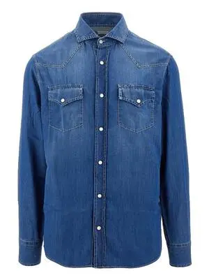Brunello Cucinelli Easy Fit Deni Shirt An - Blue