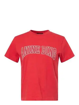 ANINE BING Shelley Logo-print Cotton T-shirt - Red