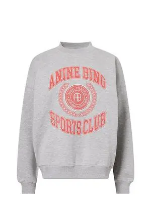 ANINE BING Miles Logo Print Cotton-blend Sweatshirt - Grey
