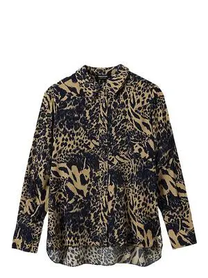 Whistles Patchwork Leopard-print Woven Shirt - Navy/multi