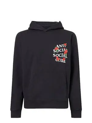 ANTI SOCIAL SOCIAL CLUB Embroidered Rose Cotton Hoodie - Black