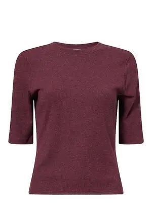 FRAME Rib Crew Modal-jersey T-shirt - Currant Heather