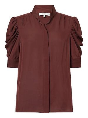 FRAME Gillian Puff-sleeve Silk Top - Currant
