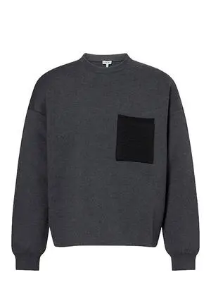 Loewe Tonal Anagram Pocket Knitted Jumper - Grey Black