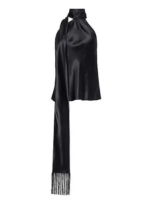 REFORMATION Halter-neck Silk Top - Black