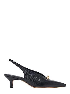 Maje Pointed Patent-leather Heeled Slingbacks - Black