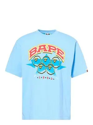 A BATHING APE Twin Sta Graphic-print Cotton T-shirt - Sax