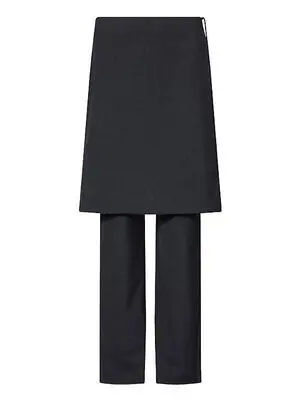 ST. AGNI Sarong-detail Wool-blend Trousers - Dark Graphite