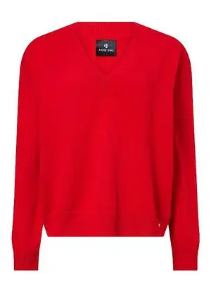 ANINE BING Anine Bing Lee V-Neck Cashmere Jumper Red