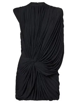 DEME Starling Draped Mesh Mini Dress - Black