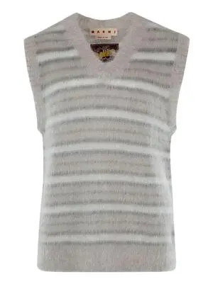 Marni Striped V-neck Sweater Vest - Grey
