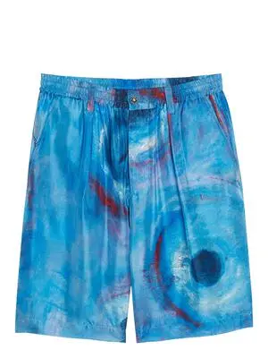 Marni Habotai Silk Bermuda Shorts - Blue