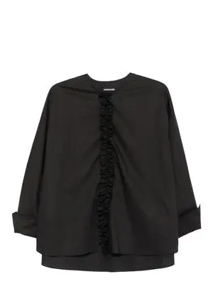 SUSANNE BOMMER Ruffled Cotton Blouse - Black
