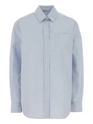 THE ROW Embroidered Poplin Gavina Shirt - Stripped
