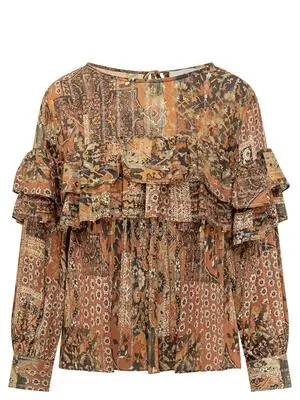 BA&SH BA & SH Printed Ruffled Blouse