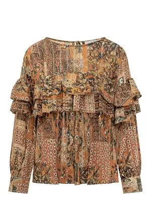 BA&SH BA&SH Printed Ruffled Blouse