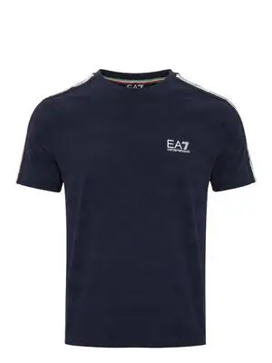EA7 Ea7 Men's Logo Trim Crewneck T-Shirt Armani Blue