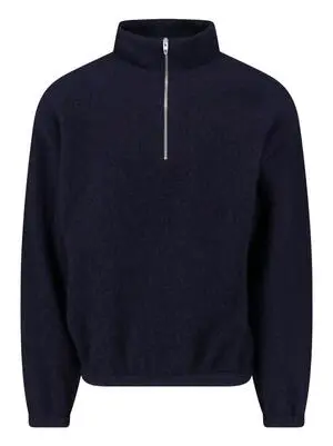 JIL SANDER JIL SANDER Half-Zip Mock Neck Sweater Blue