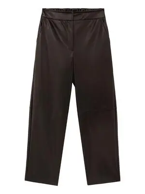 Alpha Studio High-waist Faux Leather Straight-leg Pants - Marrone