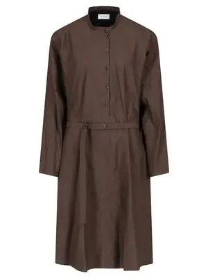 LEMAIRE Long-sleeve Belted Shirt Dress - Brown