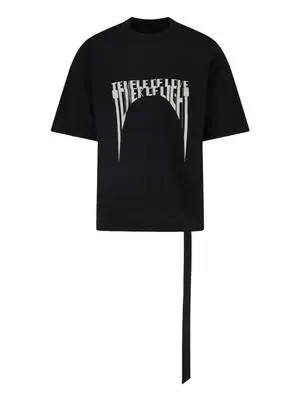 Rick Owens Crew Neck T-shirt With Front Print In 100% Cotton - Nero