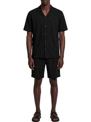 WALKER & HUNT Relaxed Seersucker Camp Collar Shirt