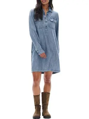 HATLEY Acid-washed Popover Dress With Utility Pockets - Blue