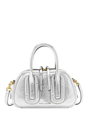 Marc Jacobs Marc Jacobs The Babe Mini Metallic Leather Top Handle Bag Silver