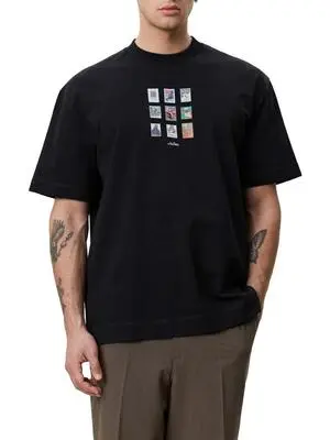 LES DEUX Stamp Organic Cotton Graphic T-shirt - Black