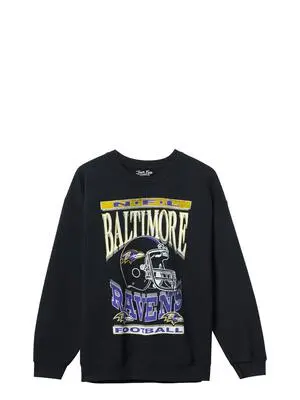 Junk Food Baltimore Ravens Helmet Crewneck Sweatshirt - Black