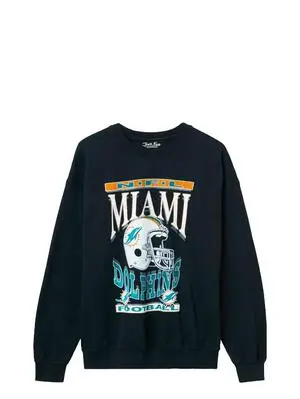 Junk Food Miami Dolphins Helmet Crewneck Sweatshirt - Black