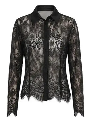 MONLICIA Lace Button-up Shirt - Black