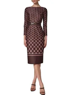 Donna Karan New York Chain Link Print Sheath Dress - Espres Mul