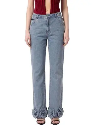 Philipp Plein Straight Cut Jeans With Rose Embellishments - Lyra Light