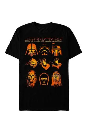 STAR WARS: EMPIRE STRIKES BACK Star Wars Empire Strikes Back Light Halloween Heads T Shirt - Black