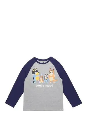 BLUEY Long Sleeve Raglan Tee - Heather Gray Navy