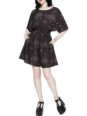 DISTURBIA Peaseblossom Celestial Tie Mini Dress - Black