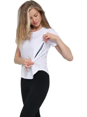 SWEAT & MILK The Mira Running Nursing Tee - Blanc