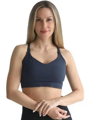 SWEAT & MILK Supportive Flow Nursing And Pumping Sports Bra - Navy