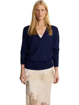 Smythe Boyfriend V-neck Sweater - Navy