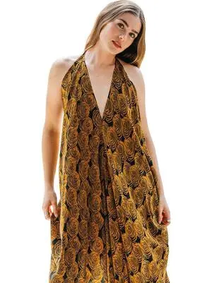 SUN CHILD Classic Silk Dress - Yellow
