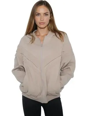 SWEAT & MILK Isabella Organic Full Zip Hoodie - Stone