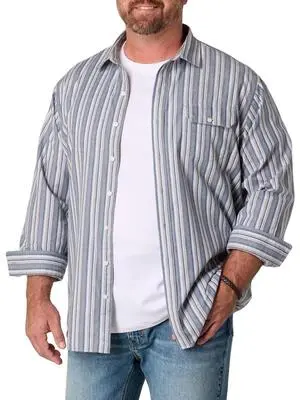 TRUE NATION BY DXL Big & Tall Multi Striped Sport Shirt - Blue Multi