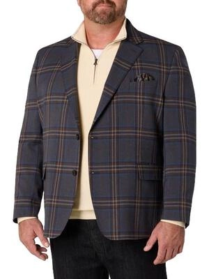 TALLIA Big & Tall Plaid Sport Coat - Grey