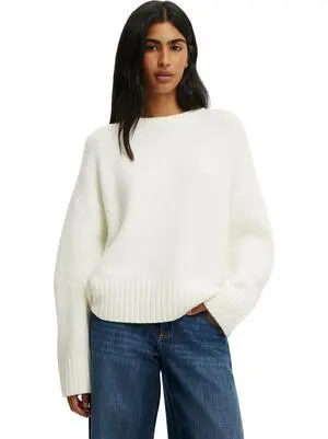 COTTON ON Luxe Crew Neck Sweater - Lofty White