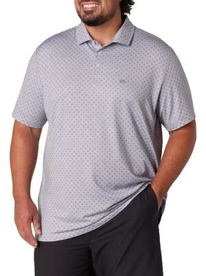 TRAVISMATHEW FIT BY DXL Big & Tall Final Drive Geometric Polo Shirt - Heather Grey