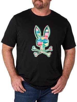 Psycho Bunny Big & Tall Nate Graphic Tee - Black