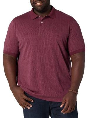 HARBOR BAY BY DXL Big & Tall Tonal Geometric Print Polo Shirt - Windsor Wine